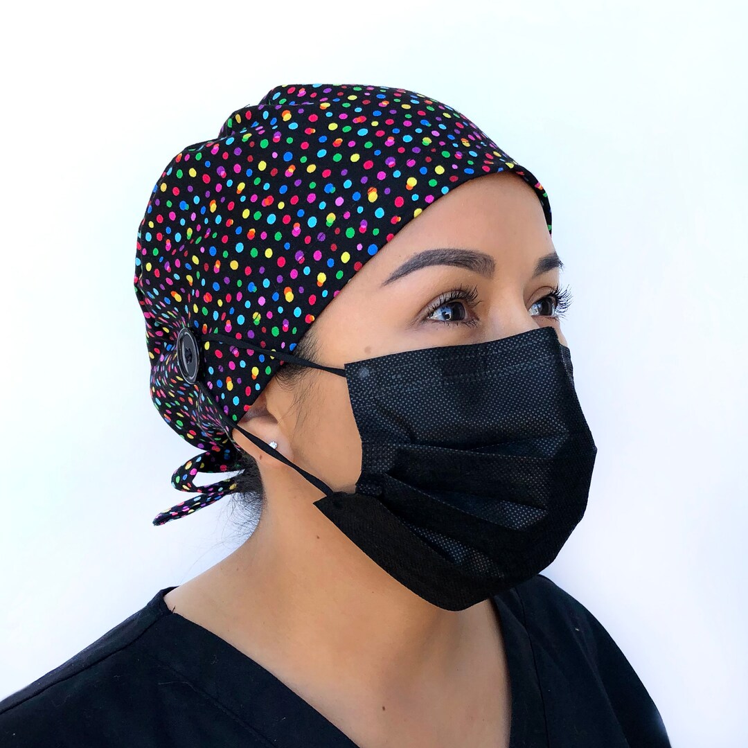 Surgical Cap, Scrub Caps With Buttons, Medical Scrub Hats Print, Dental ...