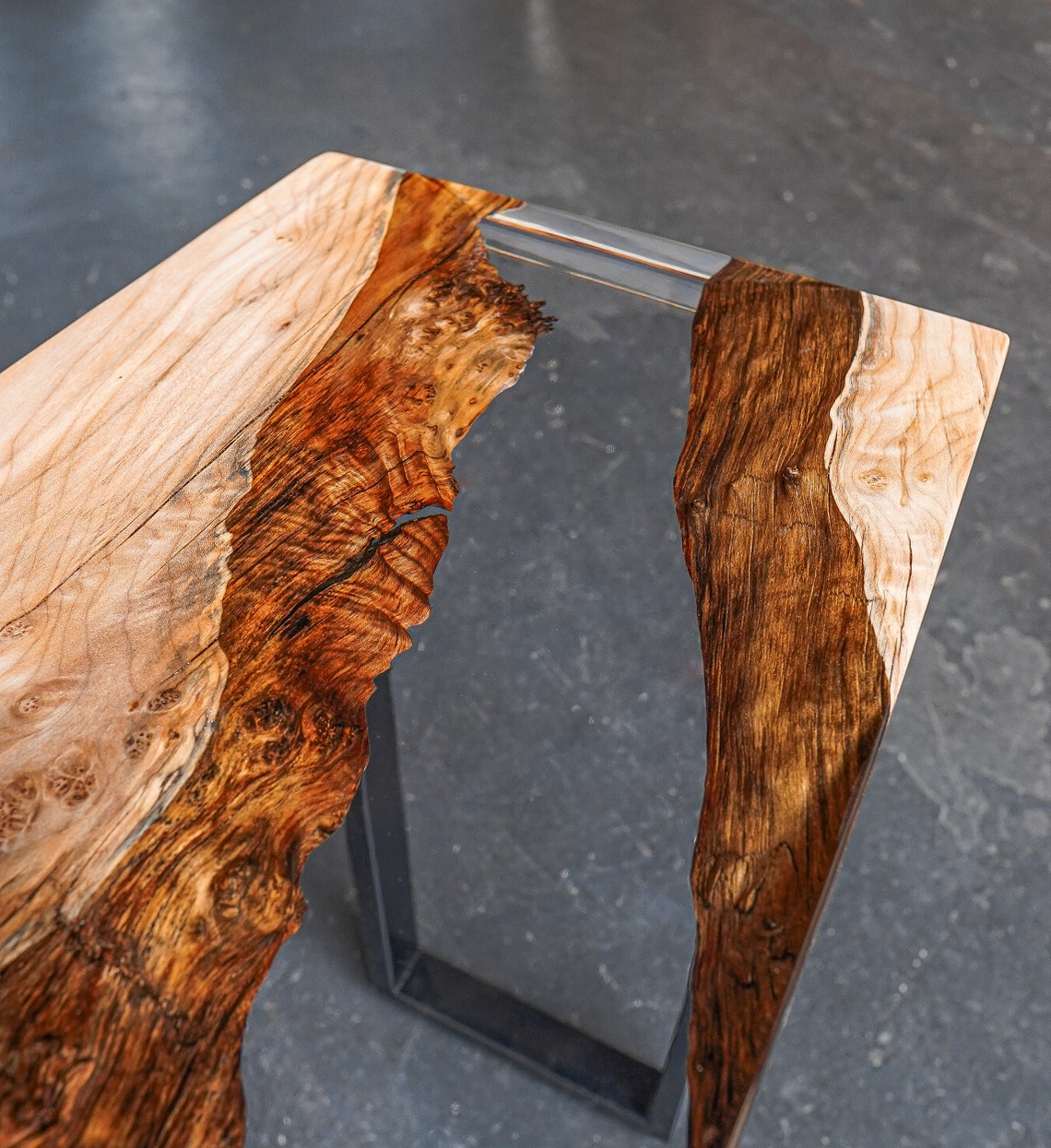 Transparent Resin River Console Table End Table Live Edge Table Epoxy ...