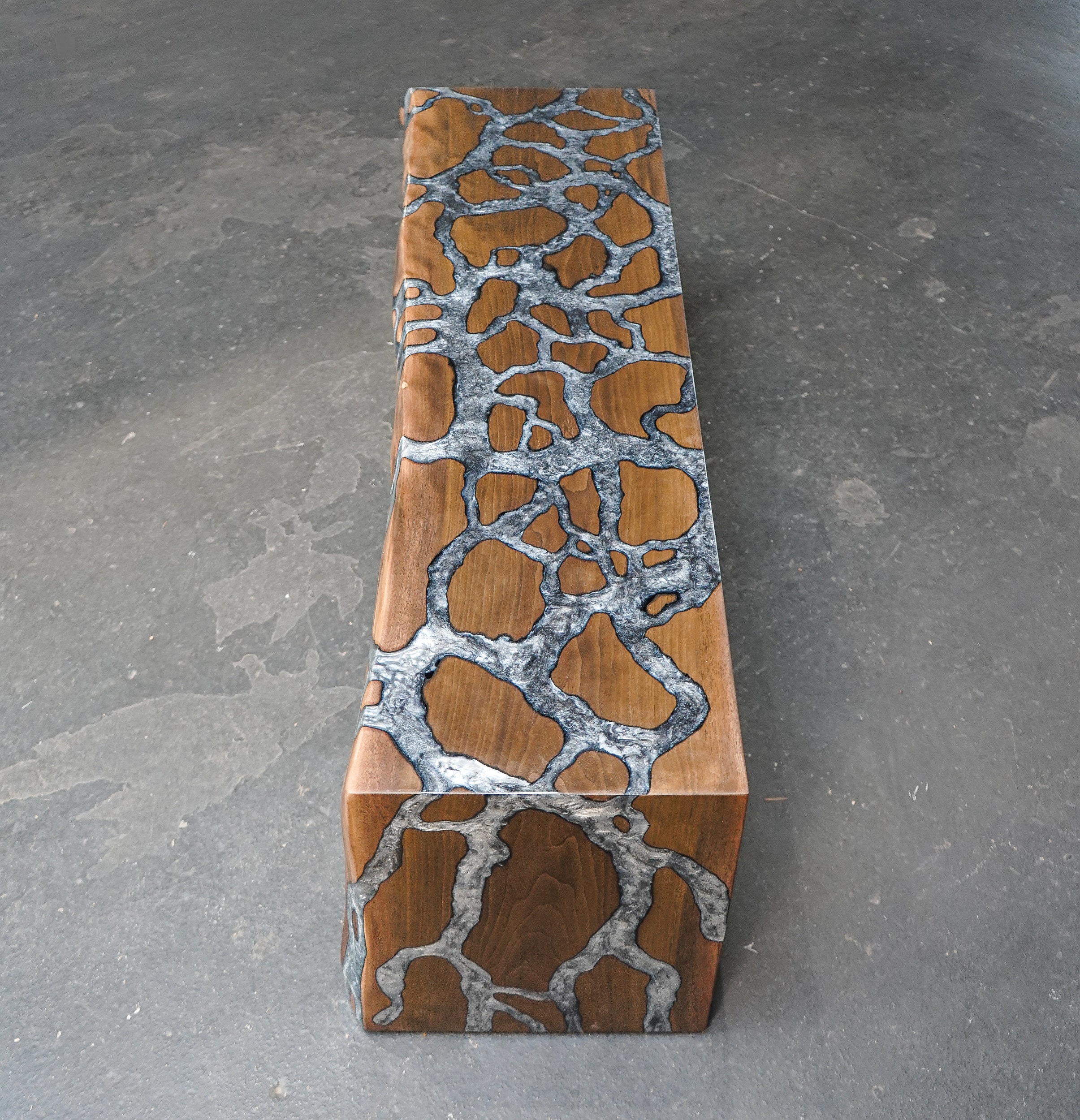 Fractal River Waterfall Bench End Table Live Edge Table Epoxy River ...