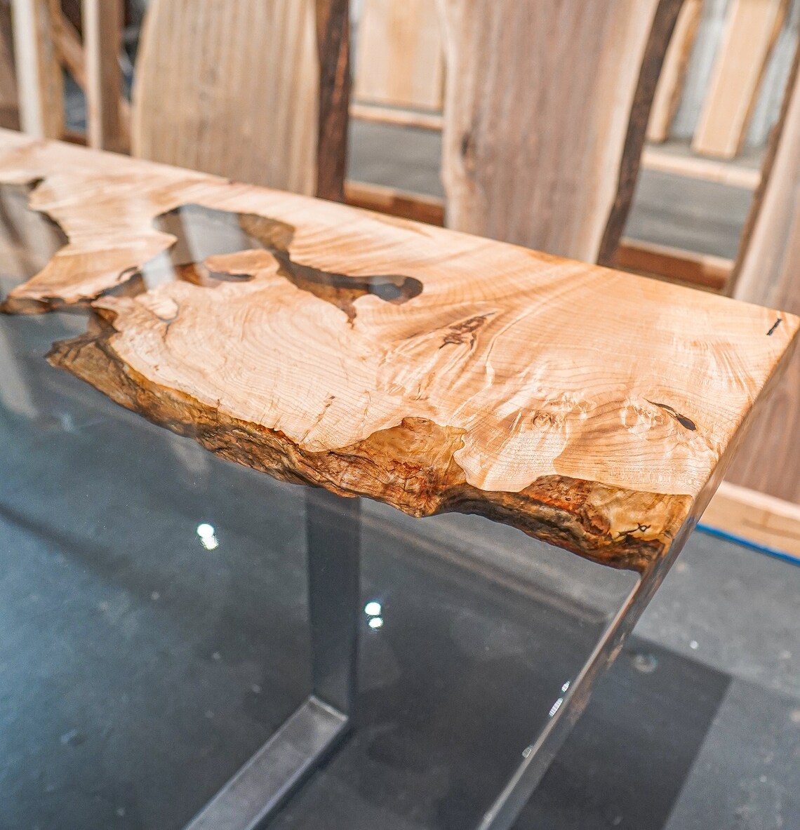 Custom Epoxy River Table Figured Maple Dining Table - Etsy