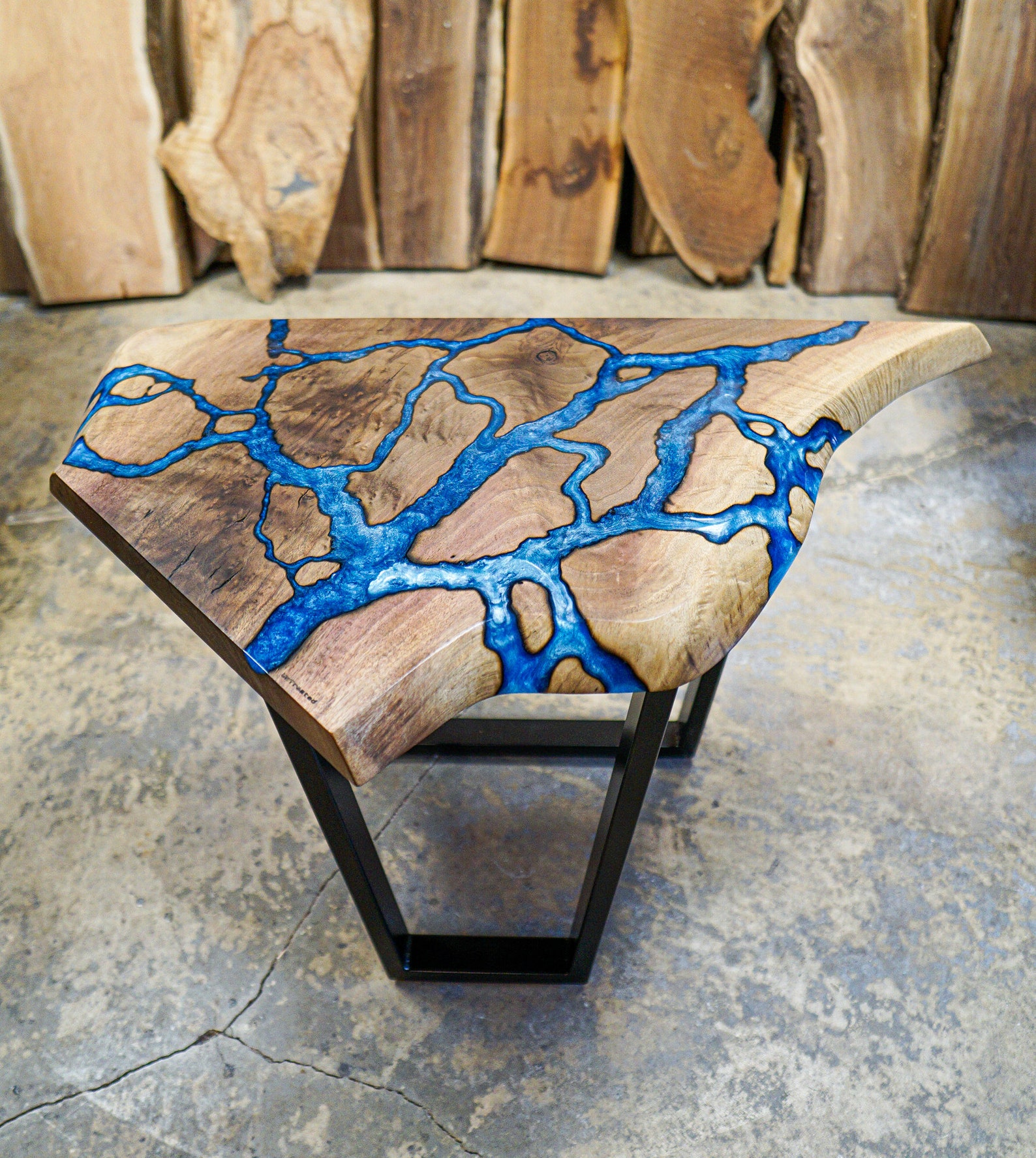 Fractal River End Table Console Table Live Edge Table - Etsy