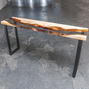 Transparent Resin River Console Table End Table Live Edge Table Epoxy ...