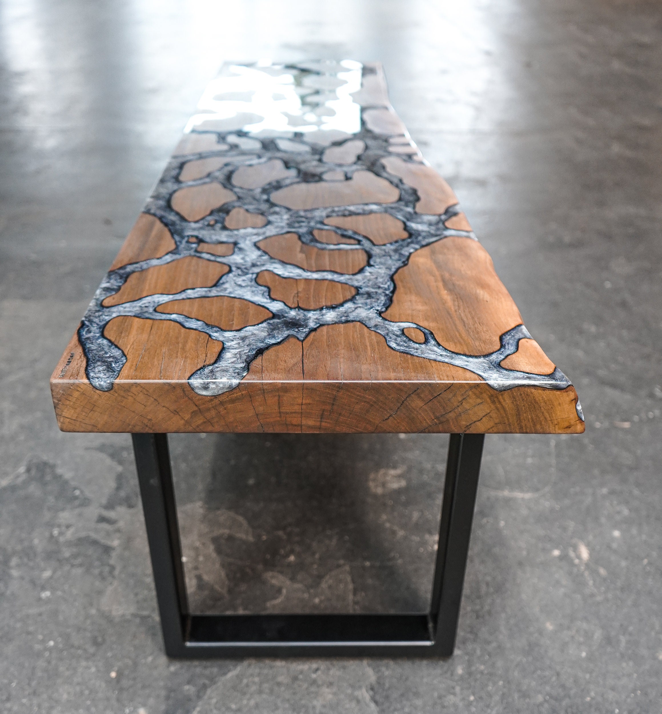 Fractal River Waterfall Bench End Table Live Edge Table - Etsy