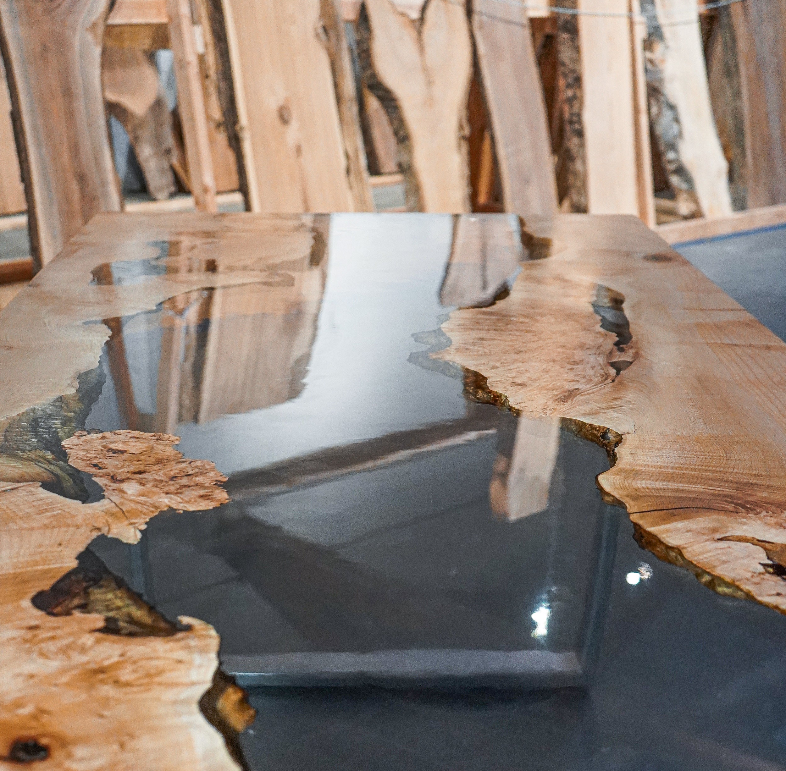 Custom Epoxy River Table Figured Maple Dining Table - Etsy