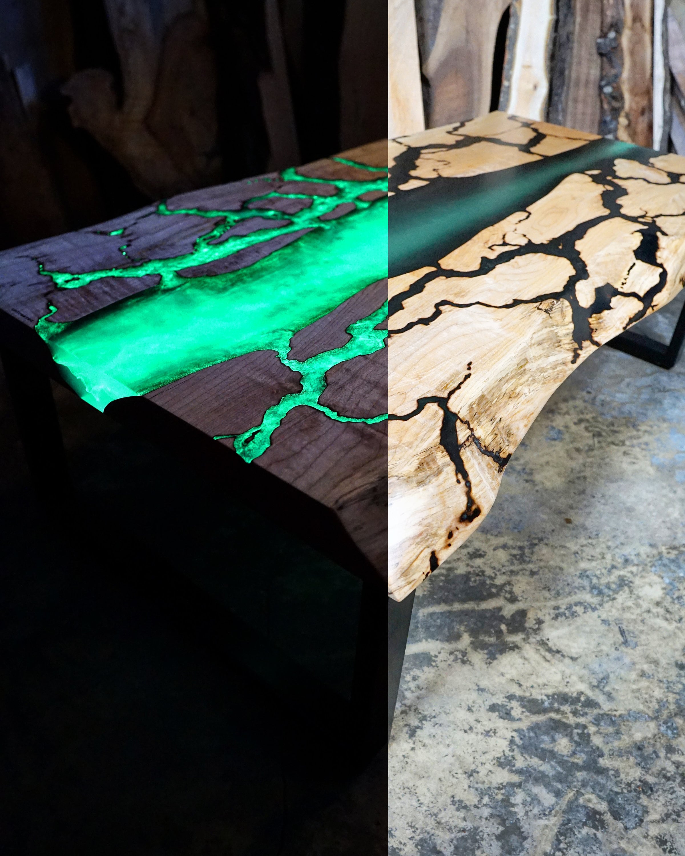 Custom Estuary River Table Figured Maple Walnut Dining Table Coffee ...