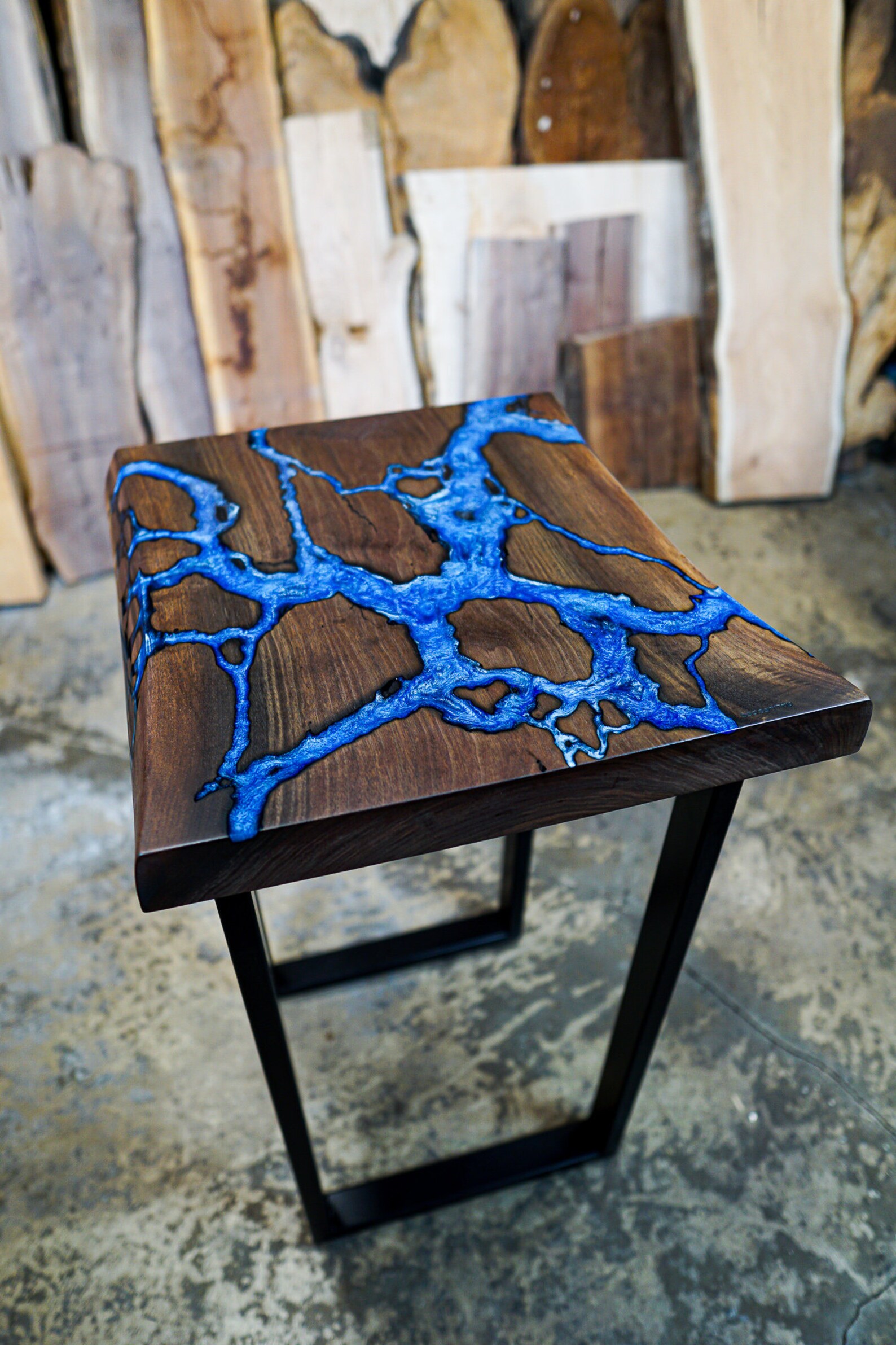 Fractal River End Table Console Table Live Edge Table - Etsy
