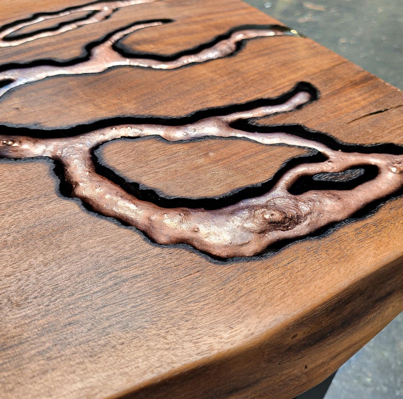 Solid Copper Metal River Table Clear Resin Coffee Table River Table End ...