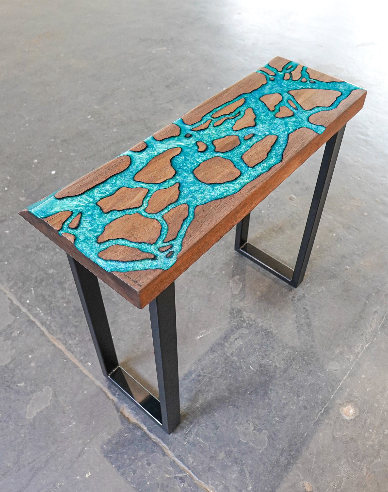 Fractal River Console Table End Table Live Edge Table Epoxy River ...