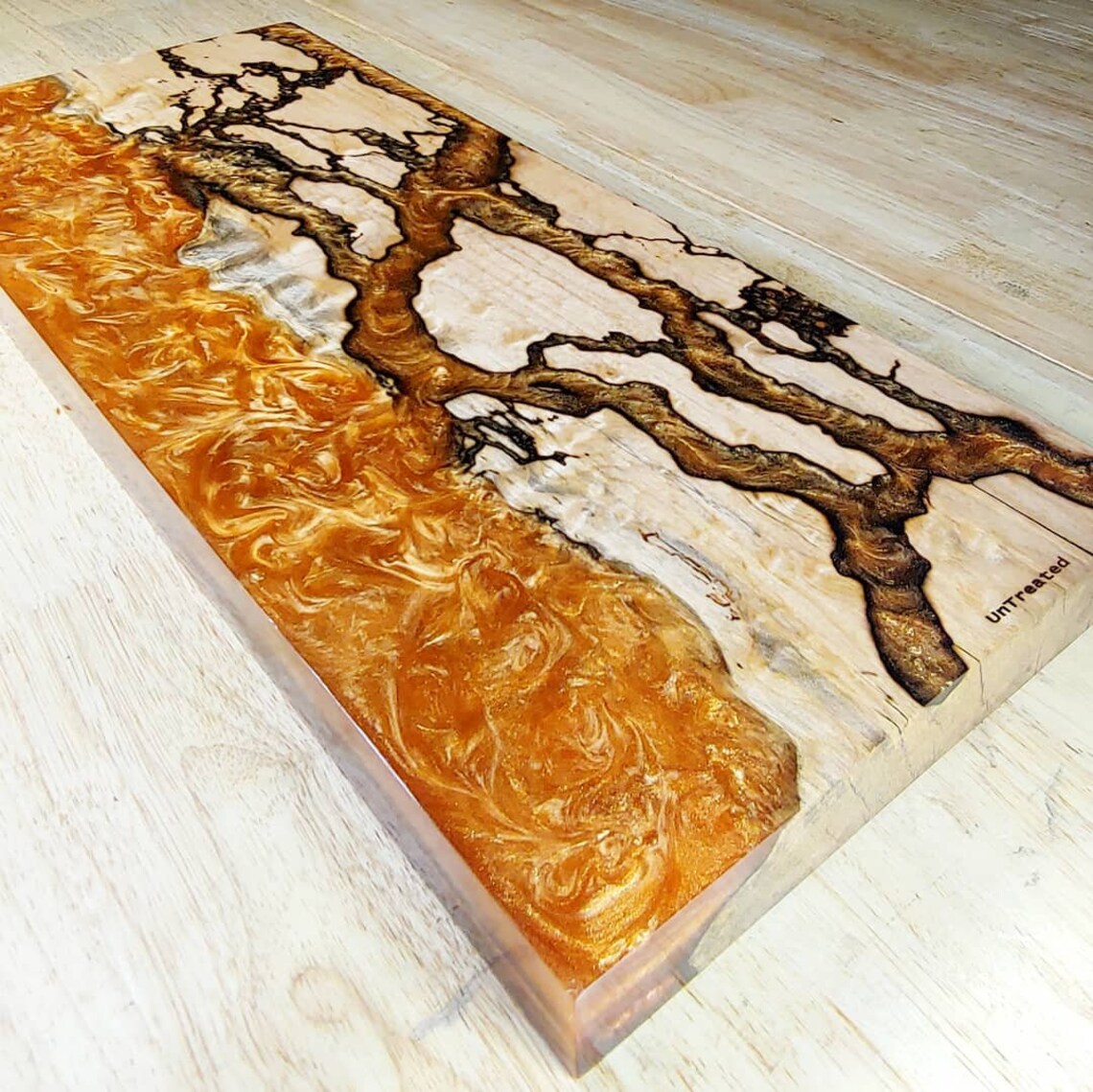 Custom Fractal Estuary Board Figured Maple Walnut Cheese Board Cutting ...
