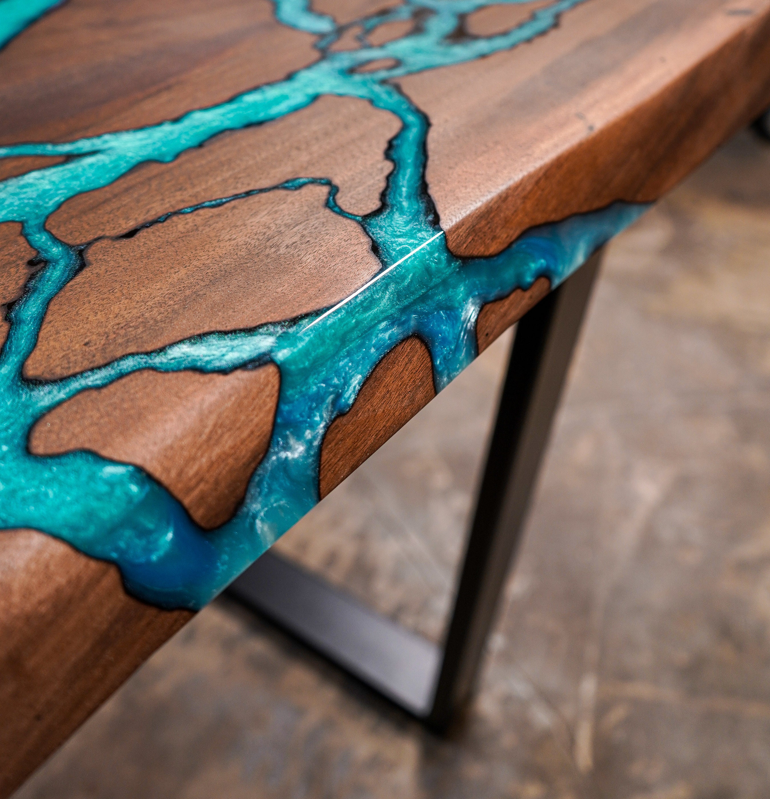 Fractal River Dining Table Conference Table Live Edge Table Epoxy River ...