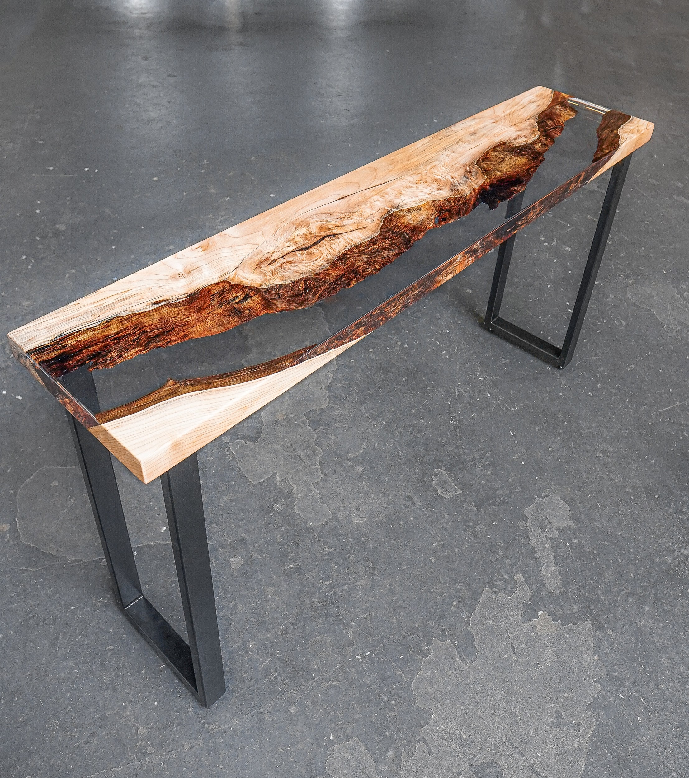 Transparent Resin River Console Table End Table Live Edge Table Epoxy ...