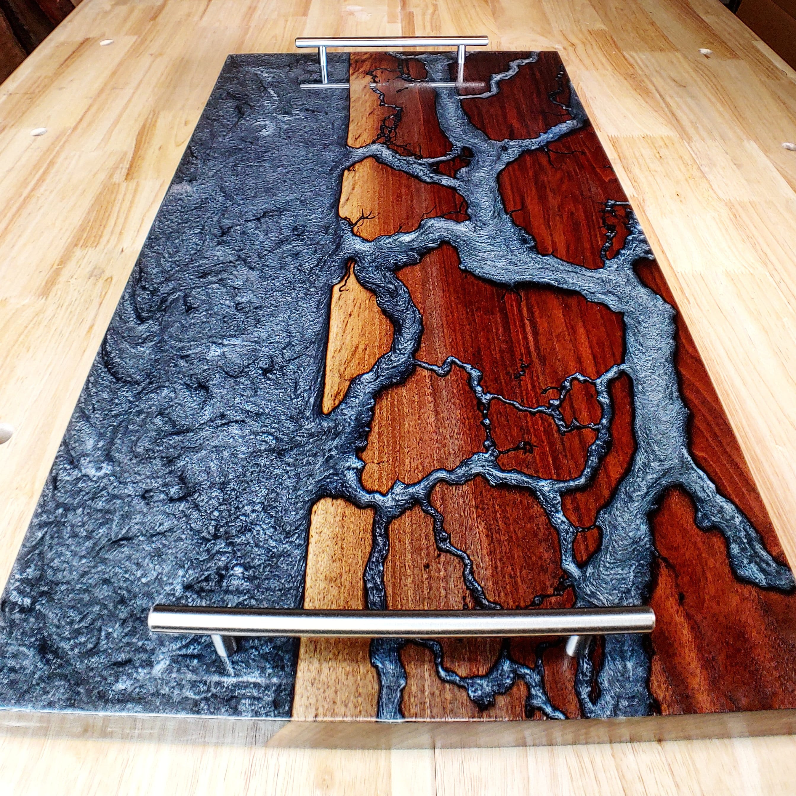 Aangepaste Fractal Estuary Board Figured Maple Walnoot Kaasplank ...