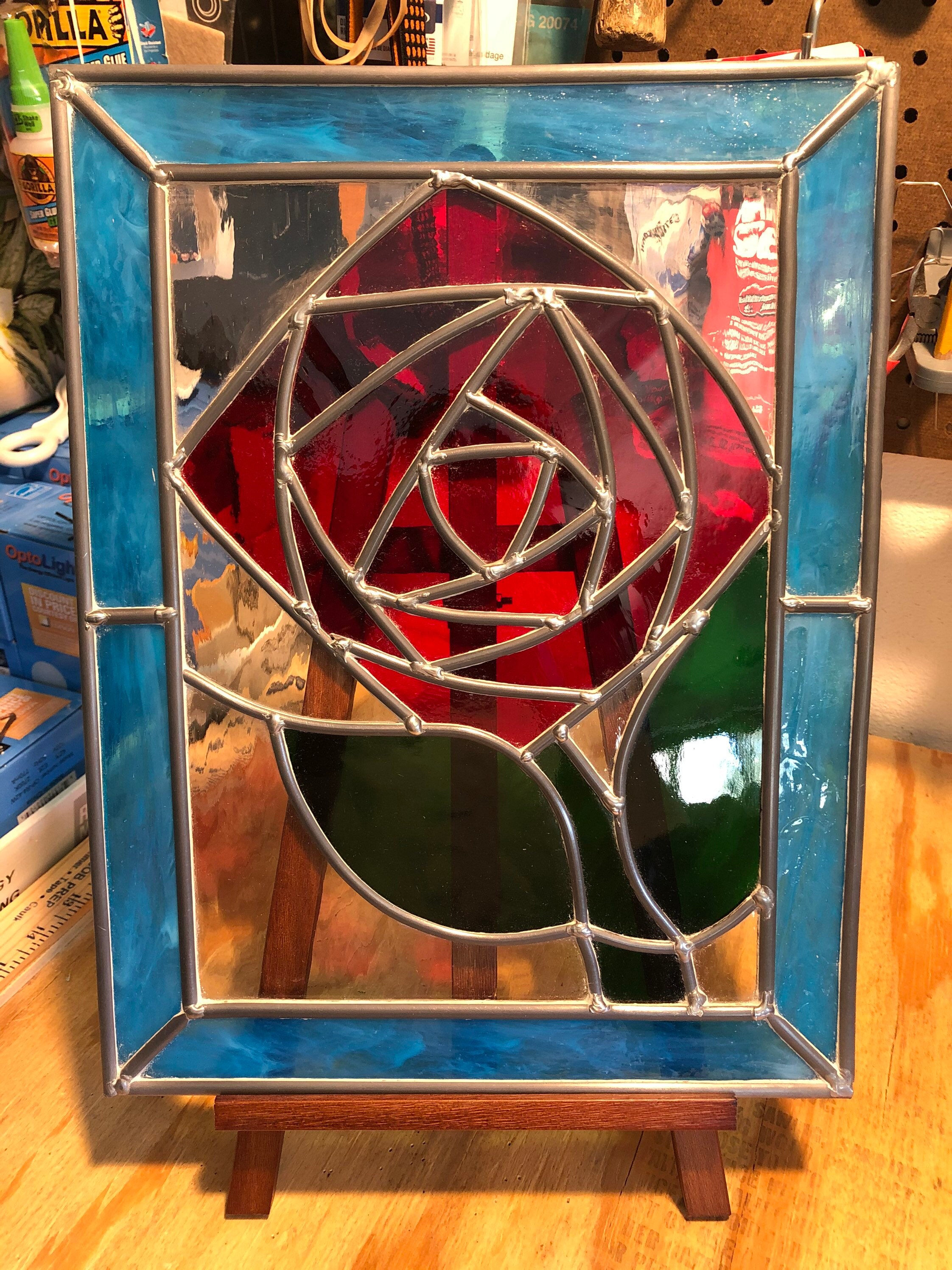 Stained Glass Rose Panel Window - Etsy