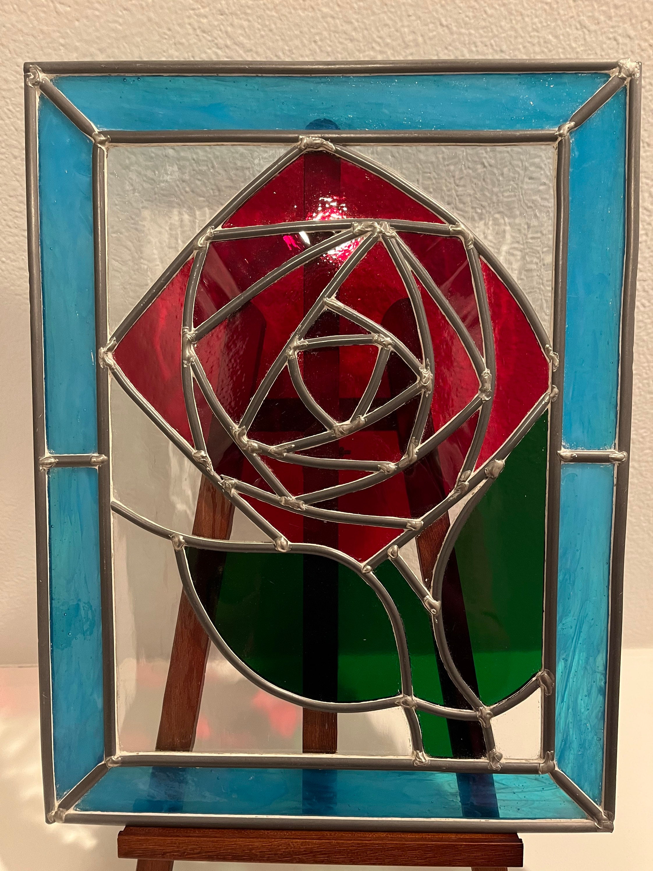 Stained Glass Rose Panel Window - Etsy