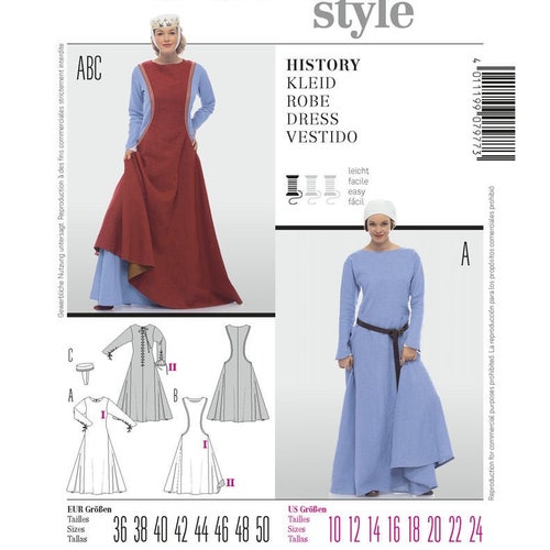 Burda 7977 Sewing Pattern Misses' Medieval Early - Etsy