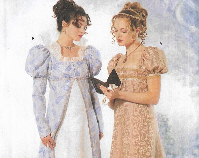 B6630 Sewing Pattern Misses' Costume Dress Coat Historical Regency JANE ...