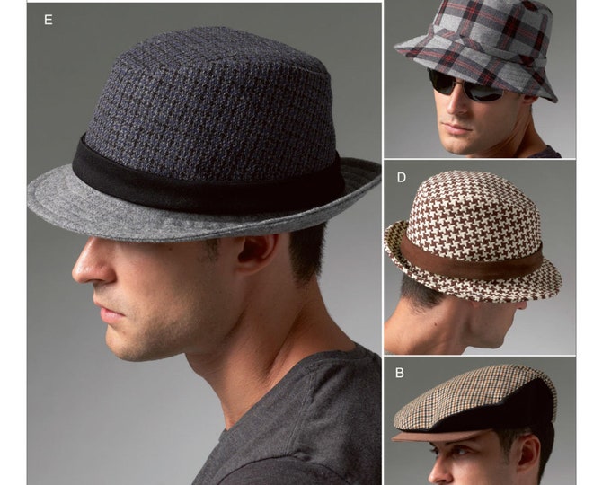 V8869 Vogue 8869 Sewing Pattern 5 Mens' Lined Ivy Cap Brimmed Fedora ...