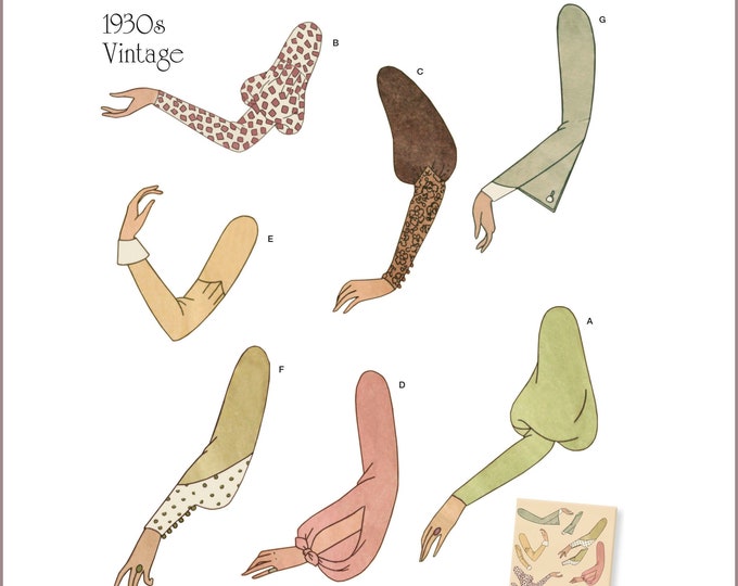S8695 Sewing Pattern Vintage 1930's Misses Set of 7 Vintage Sleeves ...