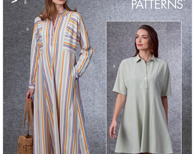 V1698 Vogue 1698 SEWING PATTERN EASY Sew Loose-fitting Dress Button ...
