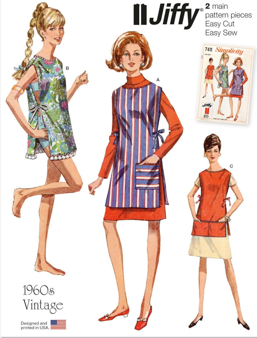 S9726 Sewing Pattern VTG 1960 Aprons Beach Cover-up VERY EASY Jiffy ...