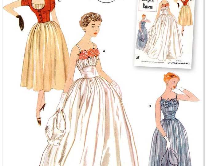 S9819 Sewing Pattern Vintage 1950s Misses' Evening Formal Dress ...