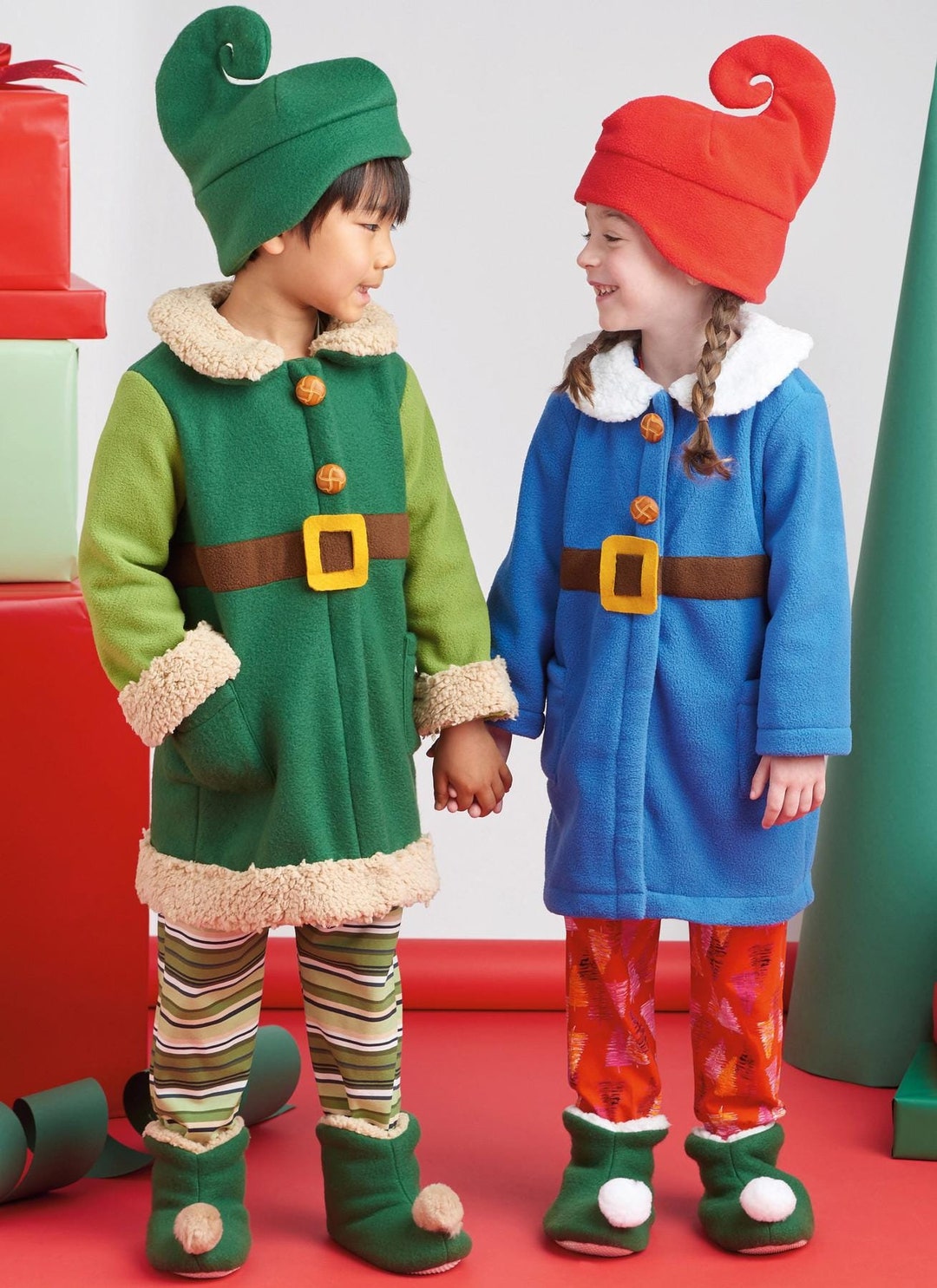 NEW S9672 Sewing Pattern Kids' Christmas Costumes Elf Slippers Hats ...