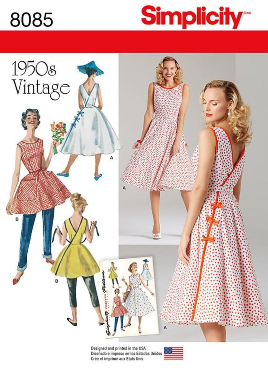 S8055 Sewing Pattern Vintage 1950s Misses' Wrap Dress Simplicity 8055 ...