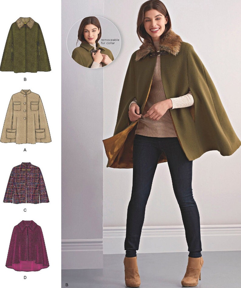 S8263 Sewing Pattern Misses' Capes Capelets Sizes XS-XL Simplicity 8263 ...