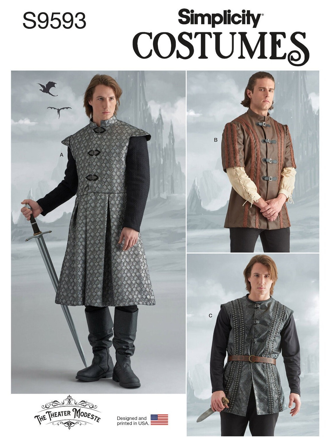 S9593 Sewing Pattern Men's Costume Medieval Knight Squire GOT Coat ...