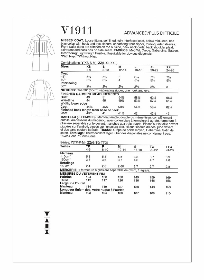 V1911 Vogue 1911 Sewing Pattern Designer Guy Laroche Misses' Lined ...