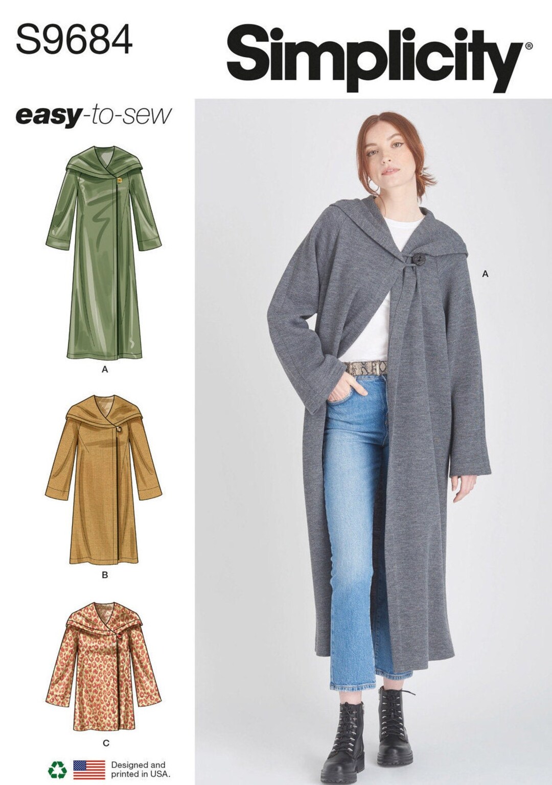S9684 Sewing Pattern Misses' Hooded Coats & Jacket W/ Length Variations ...