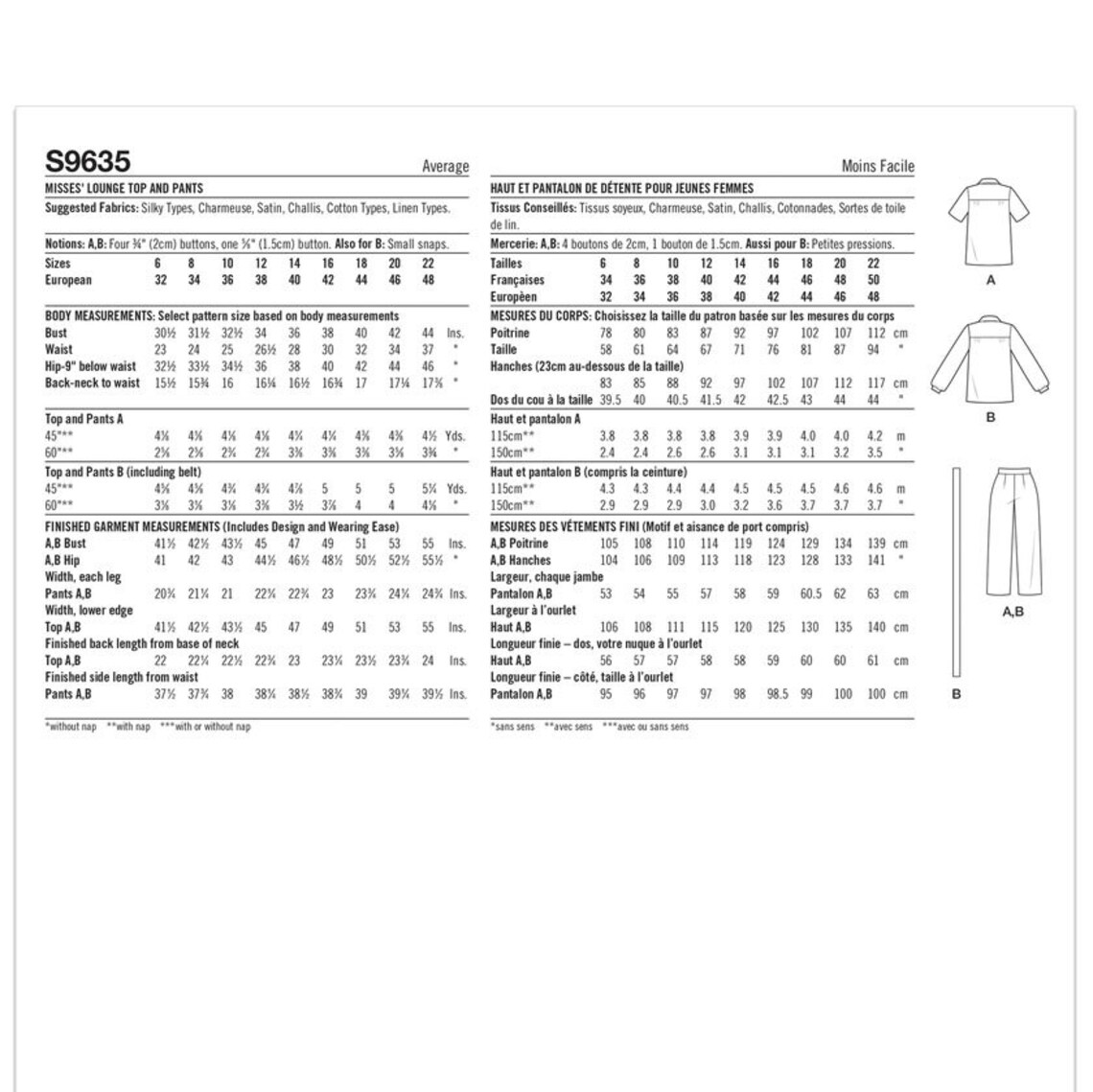 S9635 Sewing Pattern Vintage 1940s Design Negligee Lounge Top - Etsy