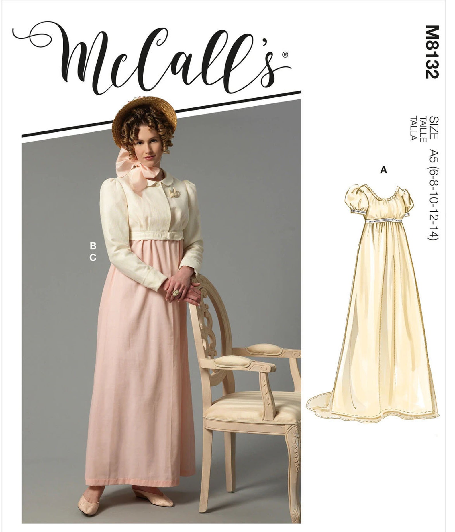 M8132 Sewing Pattern Misses Historical 1812 Second Empire Era Costume ...