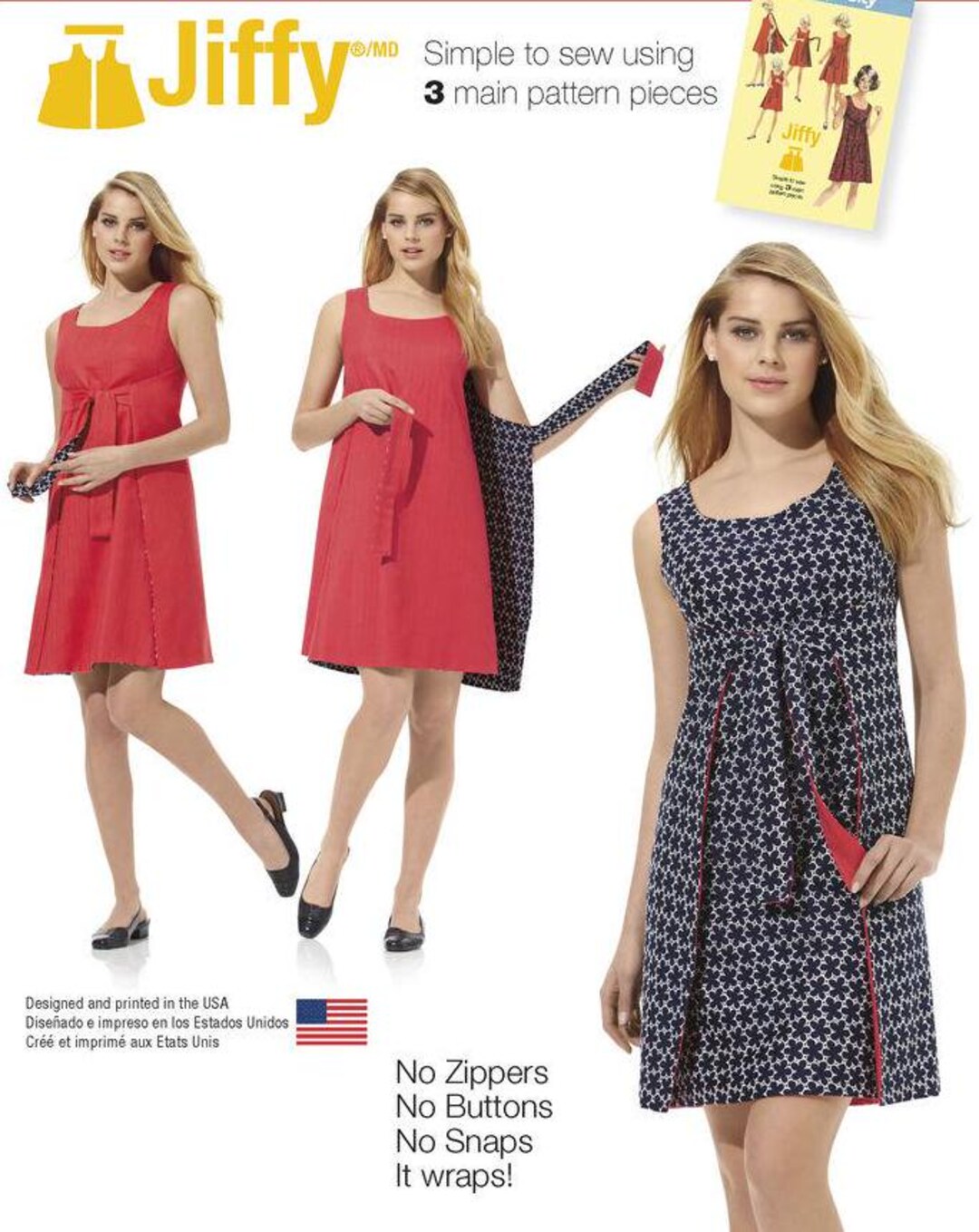 NEW S1356 Sewing Pattern Vintage 1960s Jiffy Easy Reversible Wrap Dress ...