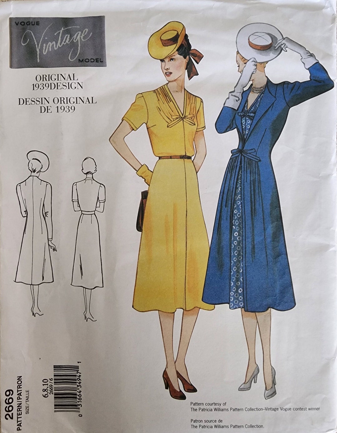V2669 Vogue Sewing Pattern VTG 1930s Misses' V-neck Dress - Etsy