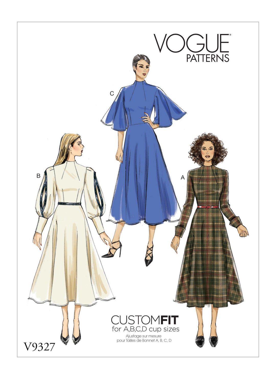 V9327 Vogue 9327 SEWING PATTERN EASY Partially Lined Dresses Sizes 6-14 ...