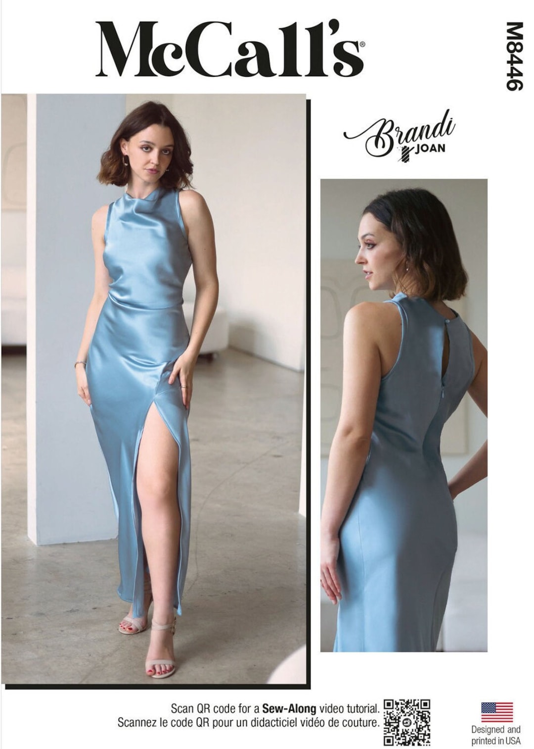 M8446 Sewing Pattern Misses' Formal Dress Thigh Leg Slit Brandi Joan ...