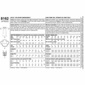 S8161 Sewing Pattern Georgian Misses' Costume Jacket Chemise Claire ...