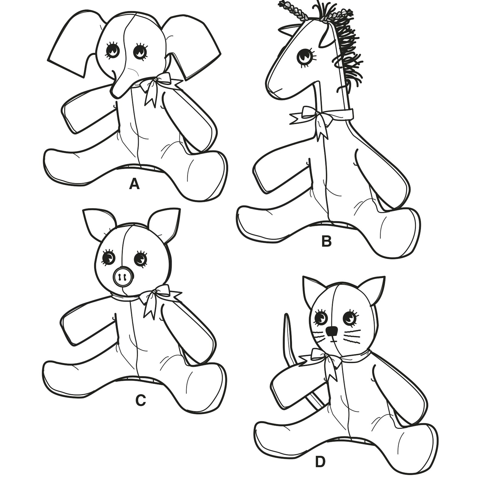 SEWING PATTERN Simplicity Plush Stuffed Animal Dog Kitten Teddy Bear ...