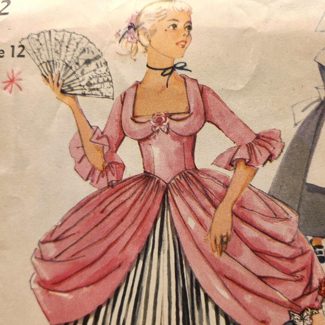 Vintage 1950s S4862 Sewing Pattern Girl's Teen Rococo Historical ...