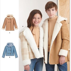 S9832 Sewing Pattern Child Kids' Girls' Boy's Sherpa Lined Jackets ...