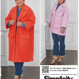 S9824 Sewing Pattern Mimi G Coats Sizes XS-XL 4-22 Simplicity 9824 - Etsy