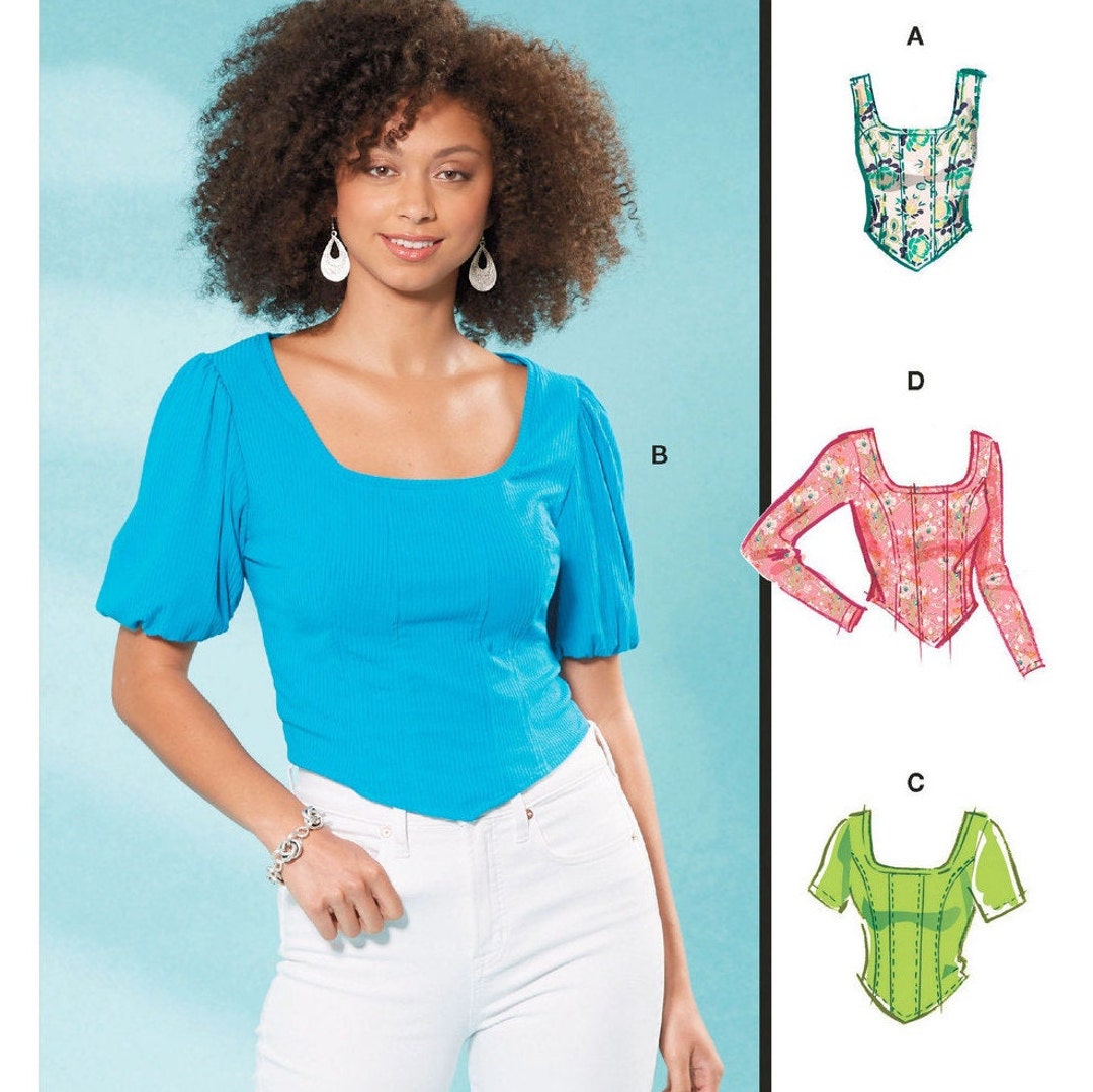 M8364 Sewing Pattern Misses' EASY Corset Tops Sizes 6-14 or 16-24 ...