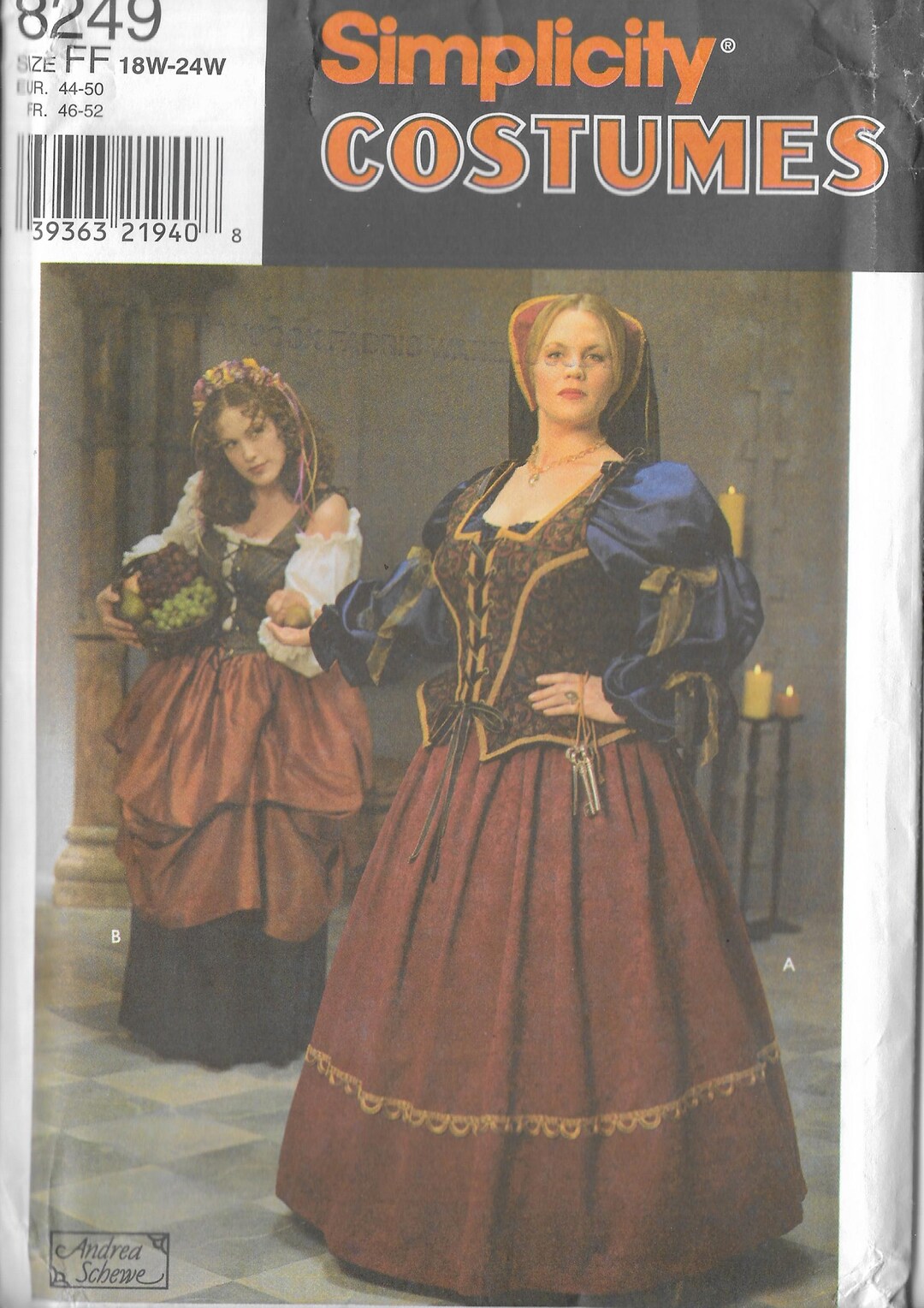 NEW S8249 Sewing Pattern Historic Costume Renaissance Skirt Blouse ...