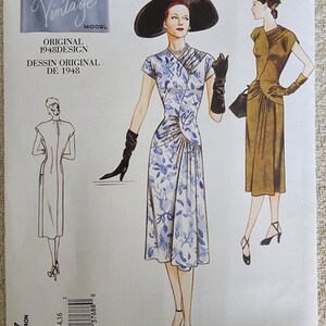V2787 Vogue Sewing Pattern VTG 1940s Style Ruched A-line Dresses ...