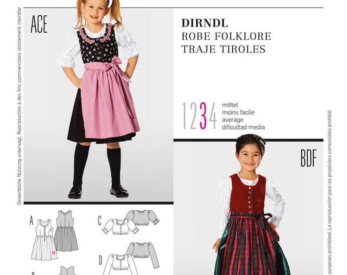 Burda 9509 Sewing Pattern Child Girls Renaissance German Octoberfest ...