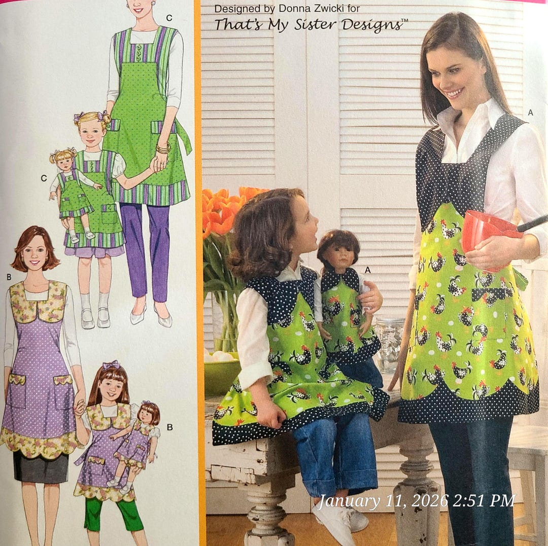 NEW OOP Sewing Pattern Family Aprons for Adult + Girls + Doll 18" - Etsy