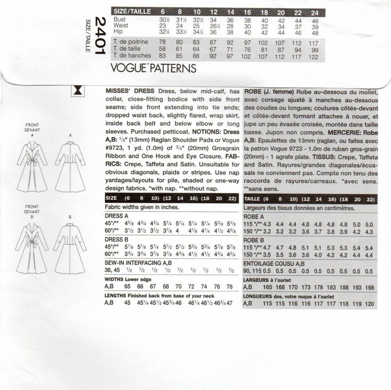 V2401 Vogue 2401 SEWING PATTERN Vintage 1950s Misses - Etsy