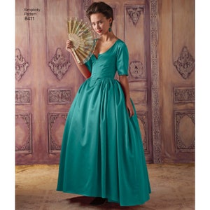 S8411 Sewing Pattern Georgian Misses' Costume Court Red Gown Claire ...