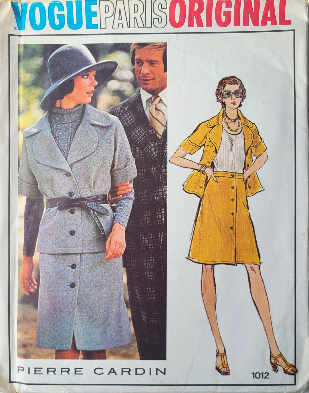 V1012 PIERRE CARDIN Sewing Pattern Vintage 1970s Misses' Jacket Skirt ...